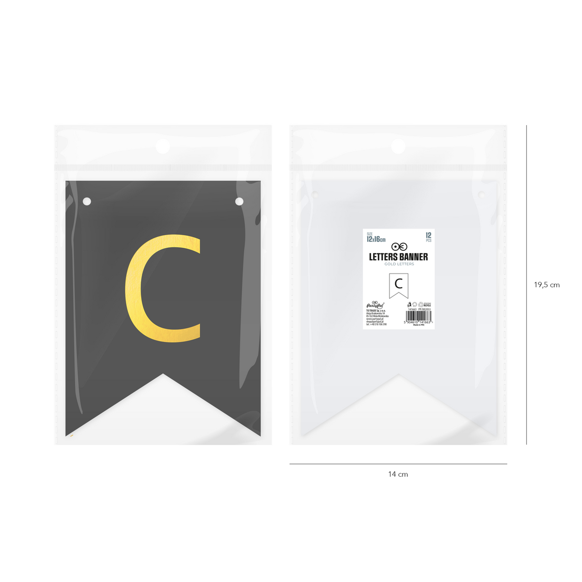 Personalized black and gold letter C banner - Party Pal