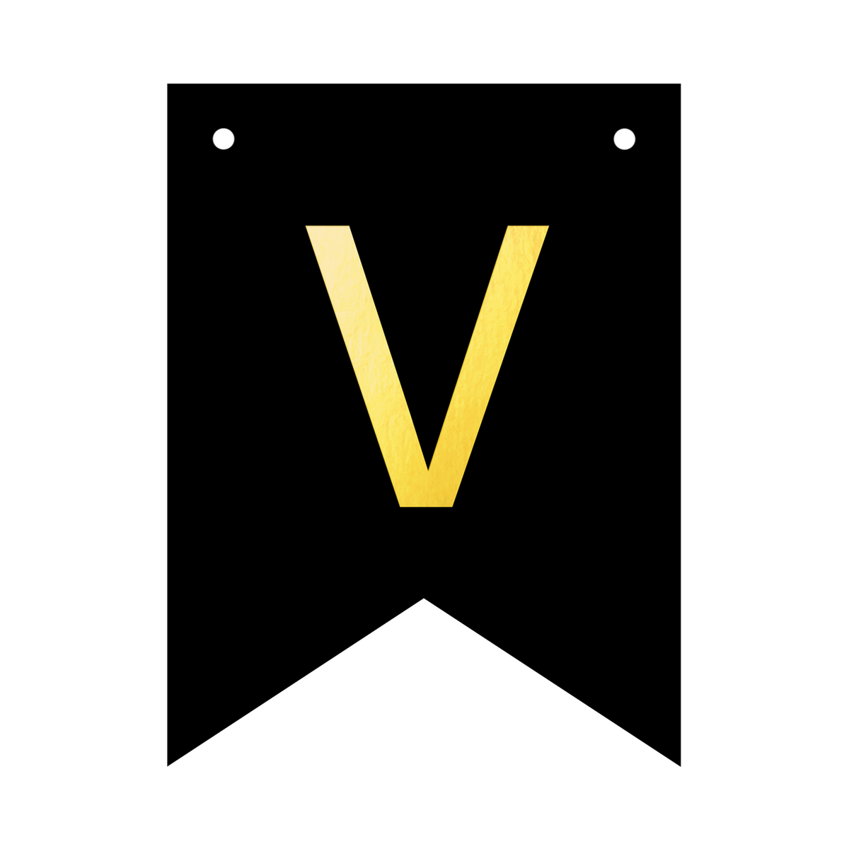Personalized black and gold letter V banner - Party Pal
