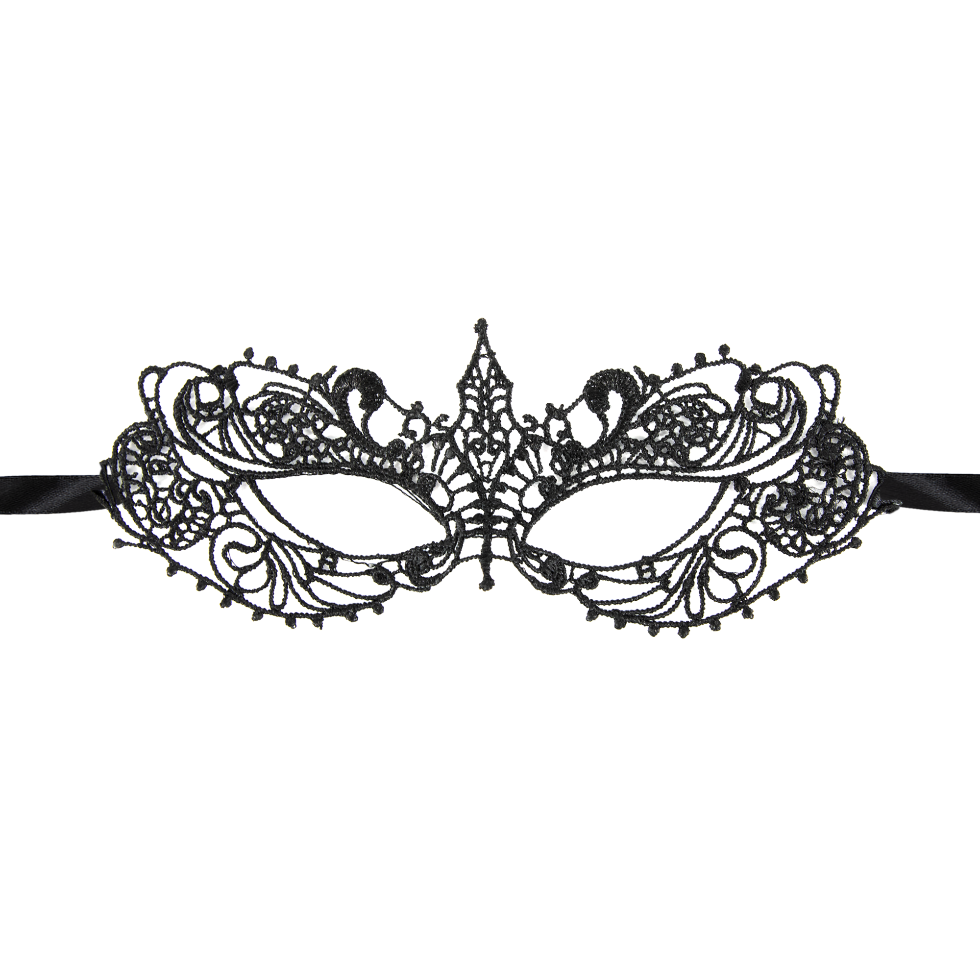 Maska wenecka Królowa Łabędzi koronkowa czarna 19,5x8cm – Party Pal