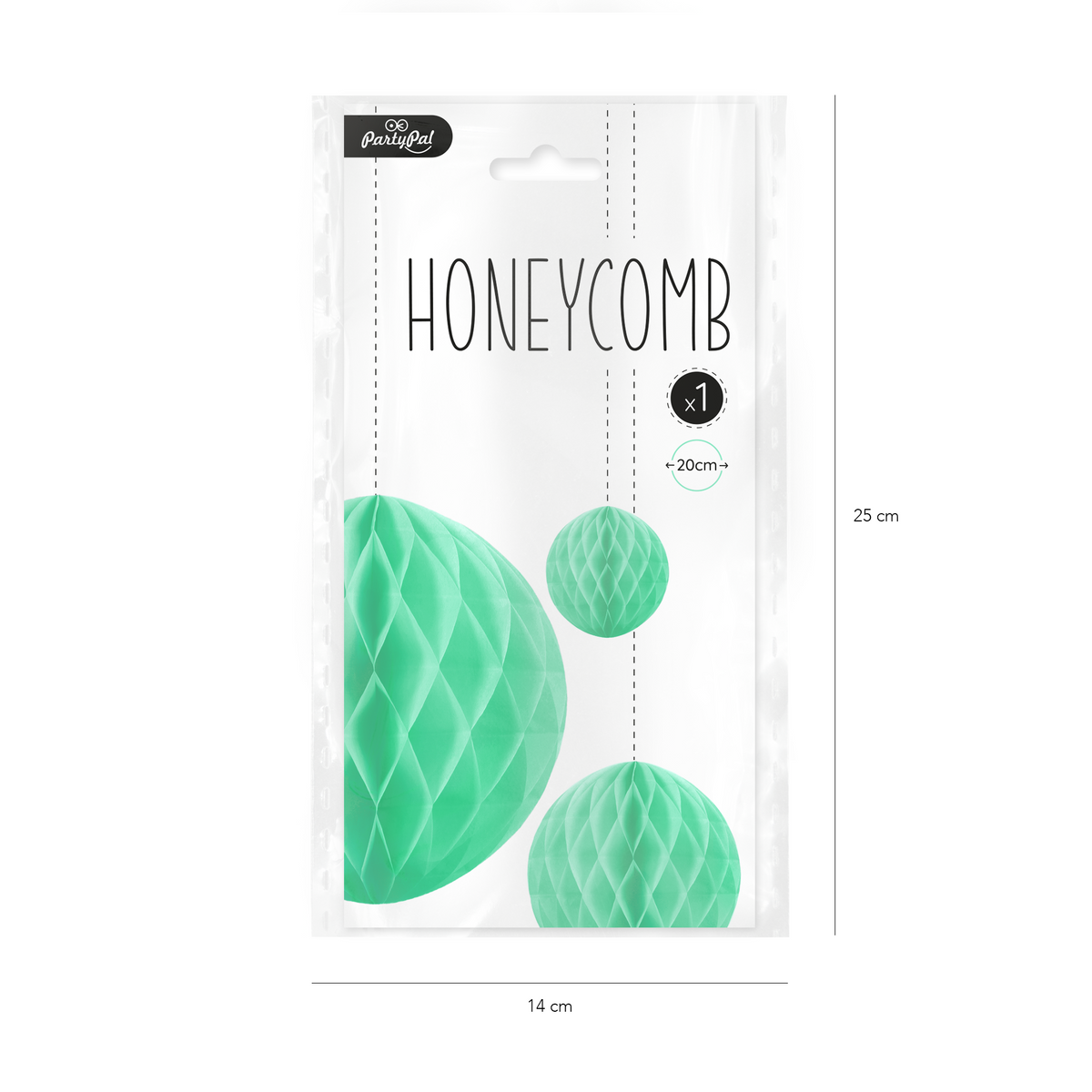 Honeycomb bibułowy, turkusowy, 20 cm – Party Pal